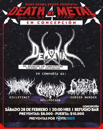KIT DE DIFUSIÓN: DEATH BY METAL 4: DEMONIAC EN REFUGIO BAR, CONCEPCIÓN ...