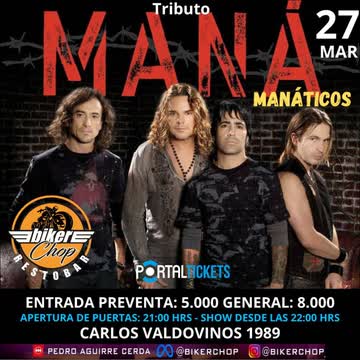 KIT DE DIFUSIÓN: TRIBUTO A MANÁ EN BIKER CHOP // PortalTickets.cl