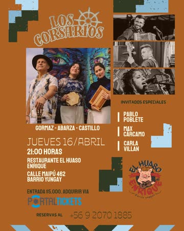 KIT DE DIFUSIÓN: JUEVES POPULARES: LOS CORSARIOS EN EL HUASO ENRIQUE ...